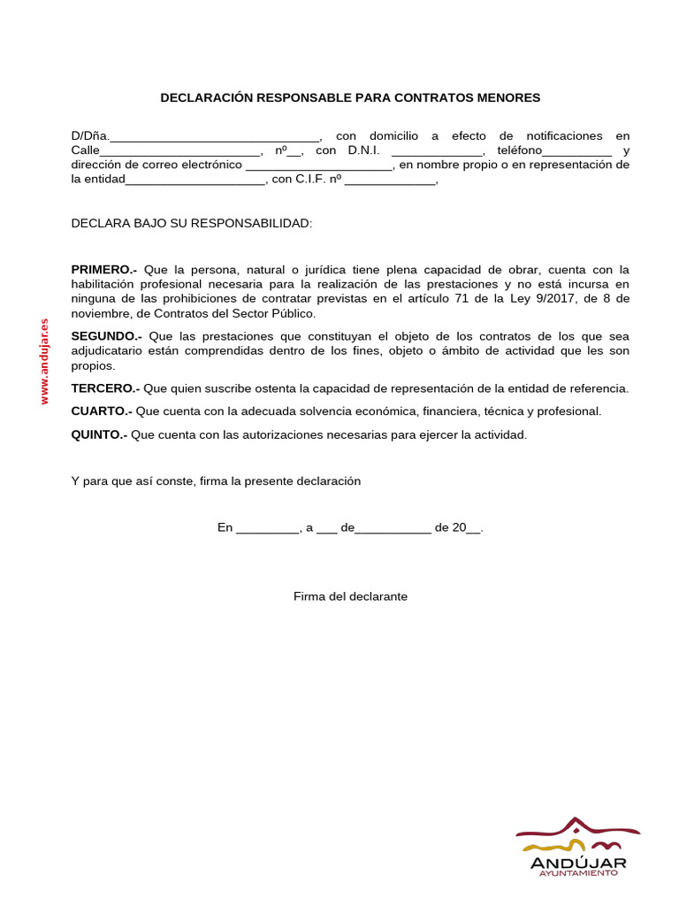 Modelo A. Declaración Responsable | PDF