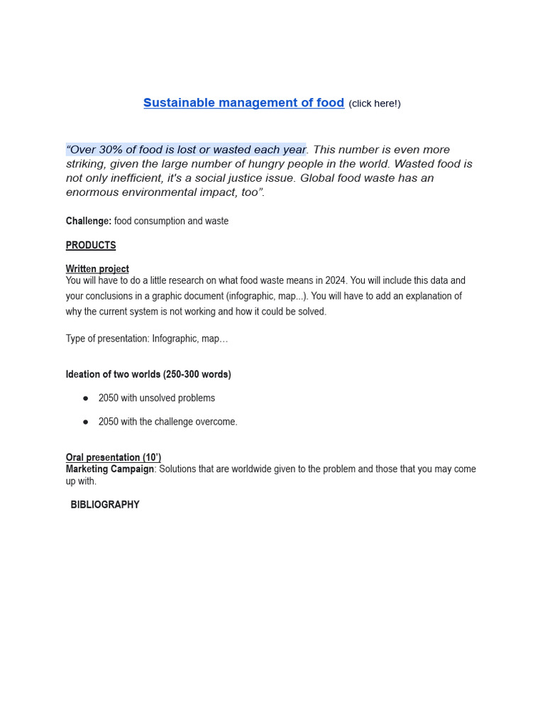 Sustainable Management of Food | PDF