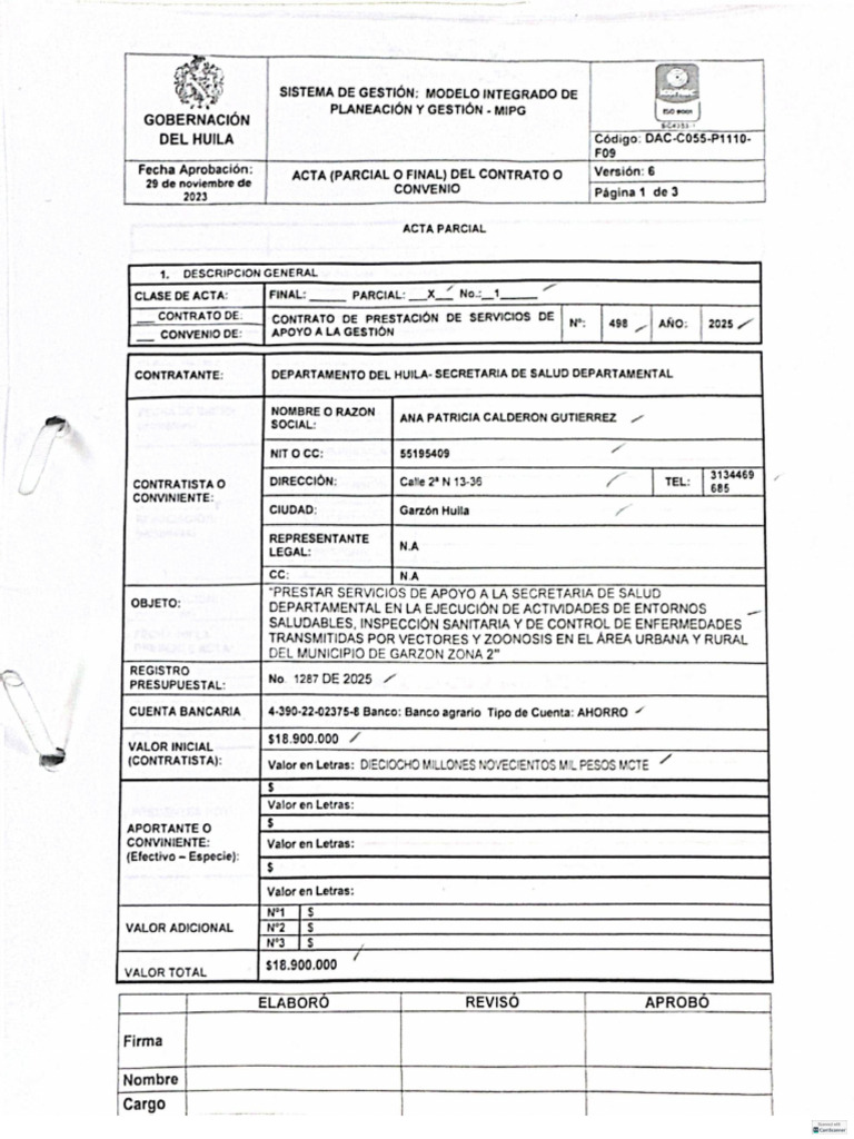 498-25 Acta Parcial 001 | PDF