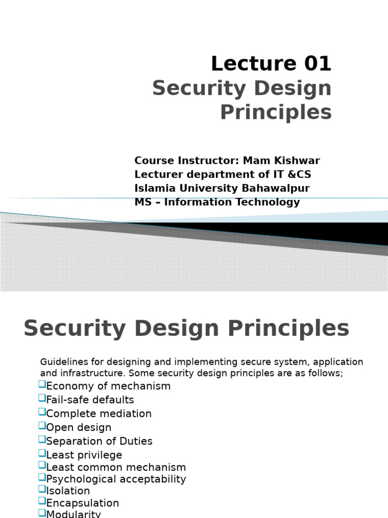 Security Design Principles Lecture 02 | PDF | Security | Computer Security