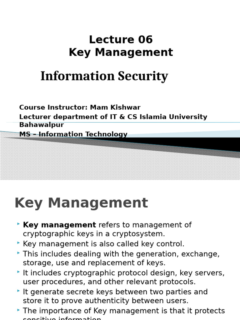 Lecture 06 Key Management | PDF | Key (Cryptography) | Public Key ...