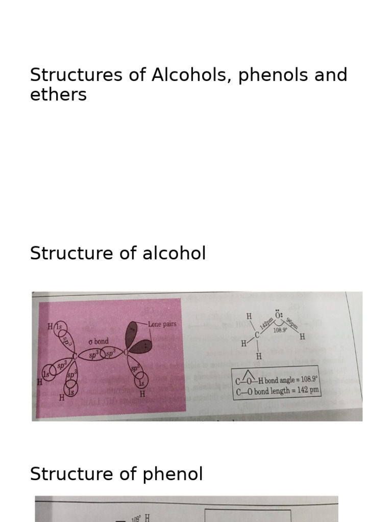 Alcohols, Phenols, and Ethers Structures | PDF | Ester | Aldehyde