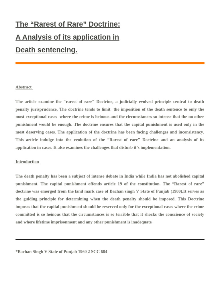 Rarest of Rare | PDF | Capital Punishment | Sentence (Law)