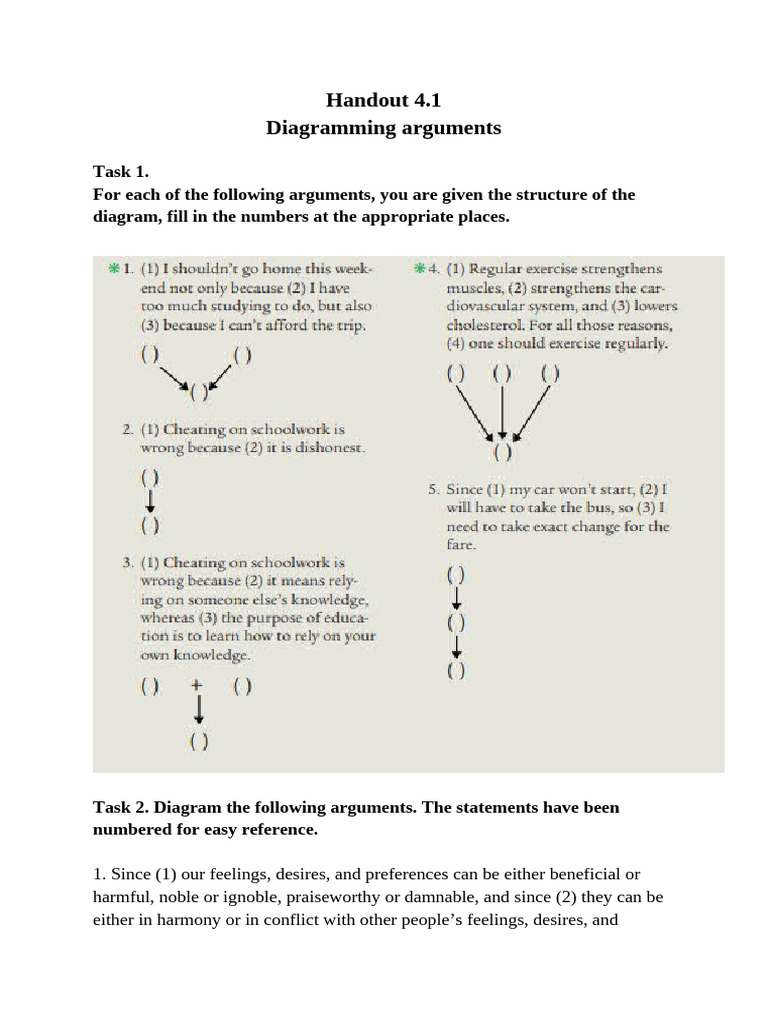 Handout 4.1 - Diagramming Arguments | PDF | Learning | Cognition