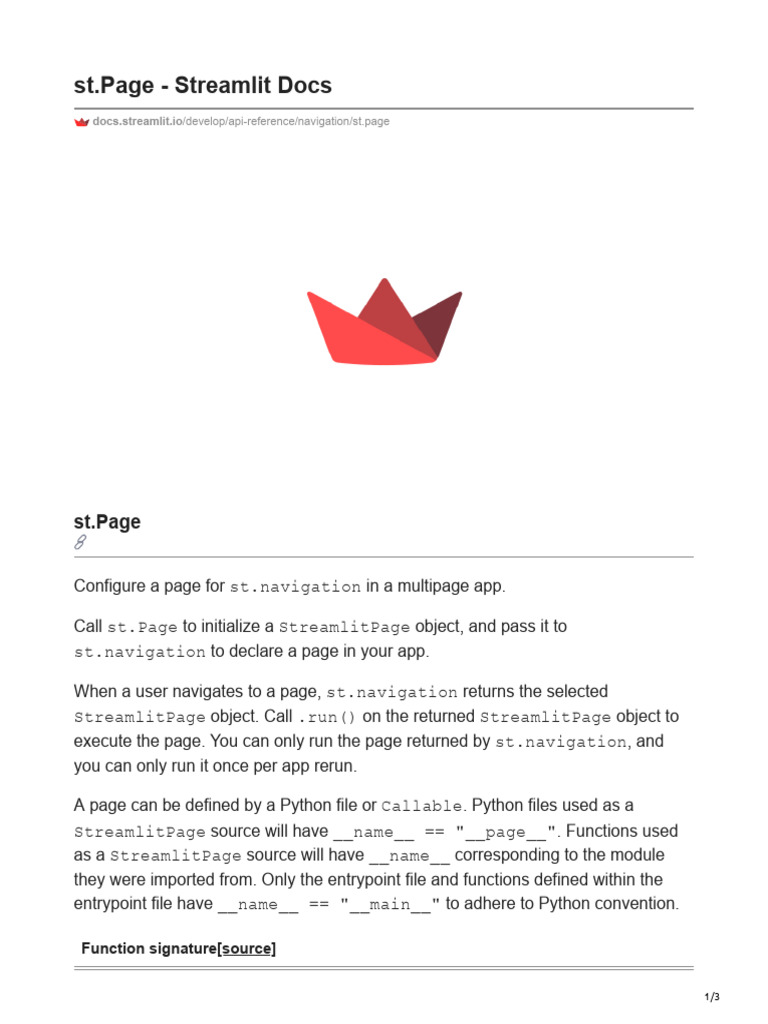 Docs - Streamlit.io-Stpage - Streamlit Docs | PDF | Parameter (Computer Programming) | Software ...