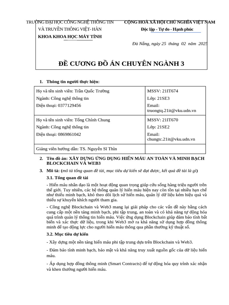De Cuong Chi Tiet Do An Chuyen Nganh 3 | PDF