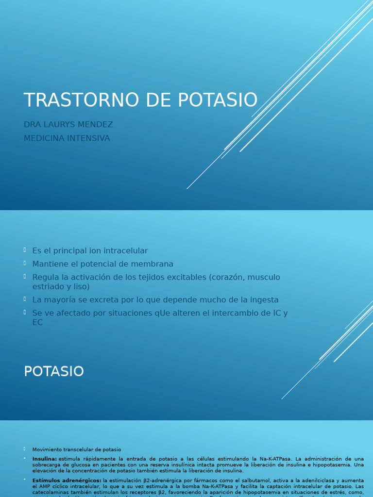 TRASTORNO DE POTASIO | PDF | Potasio | Química