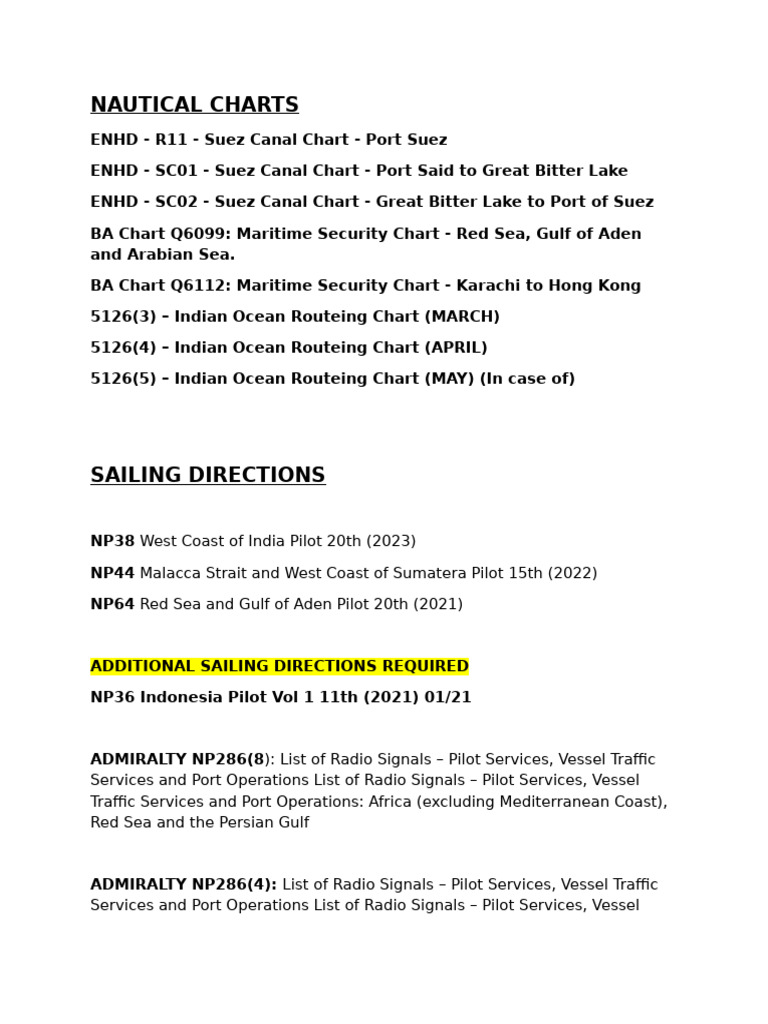 Maritime Security and Routeing Charts | PDF