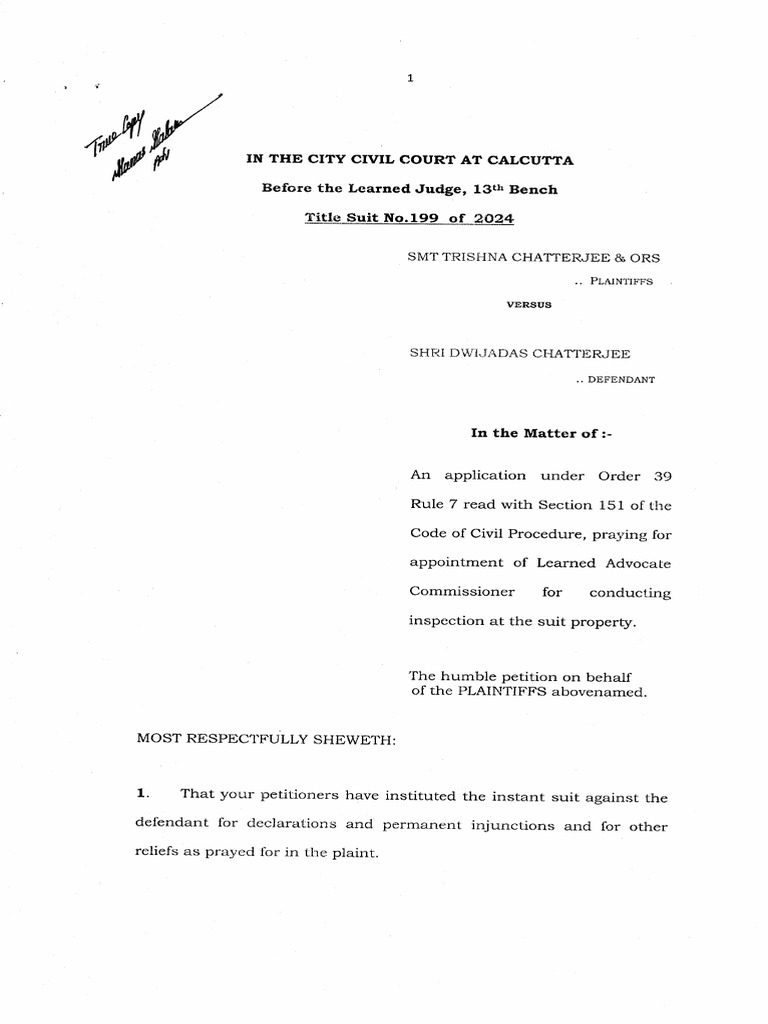 Application Under Order 39 Rule 7 | PDF | Lawsuit | Legal Procedure
