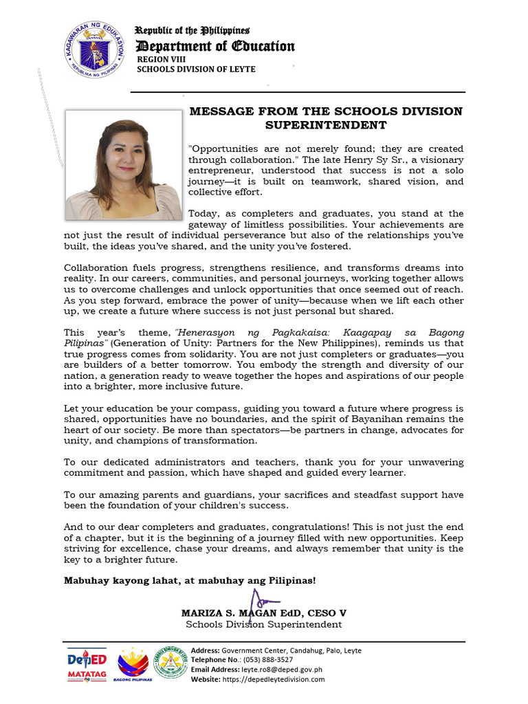 2025 Graduation Message | PDF