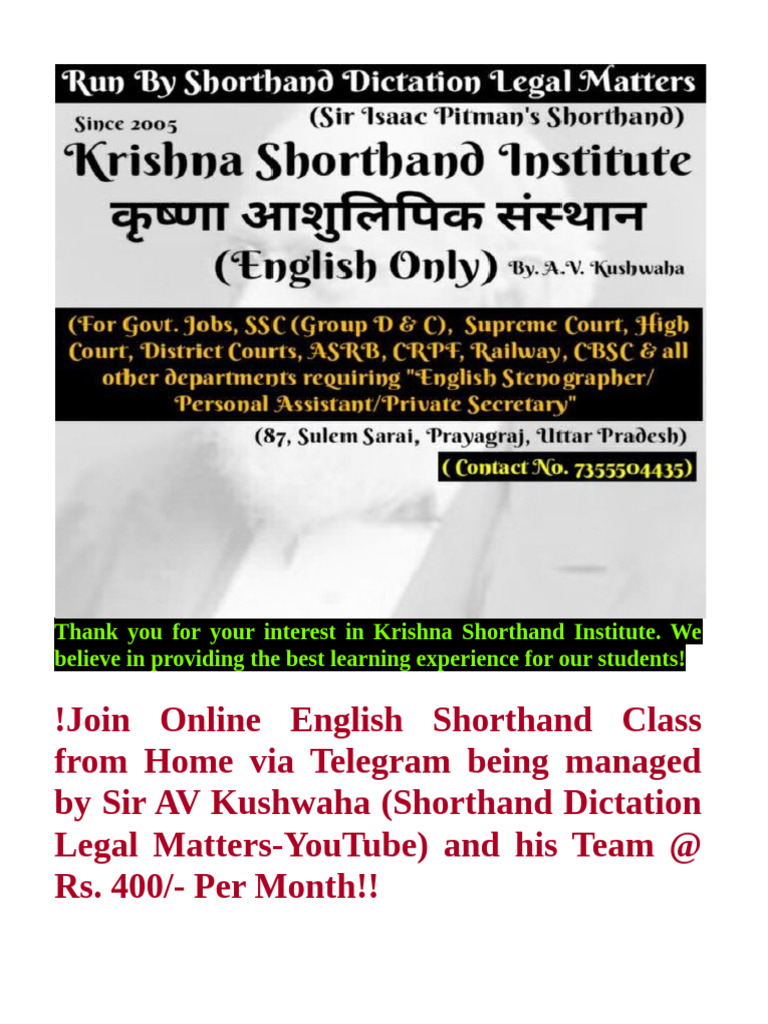 Online English Shorthand Classes | PDF