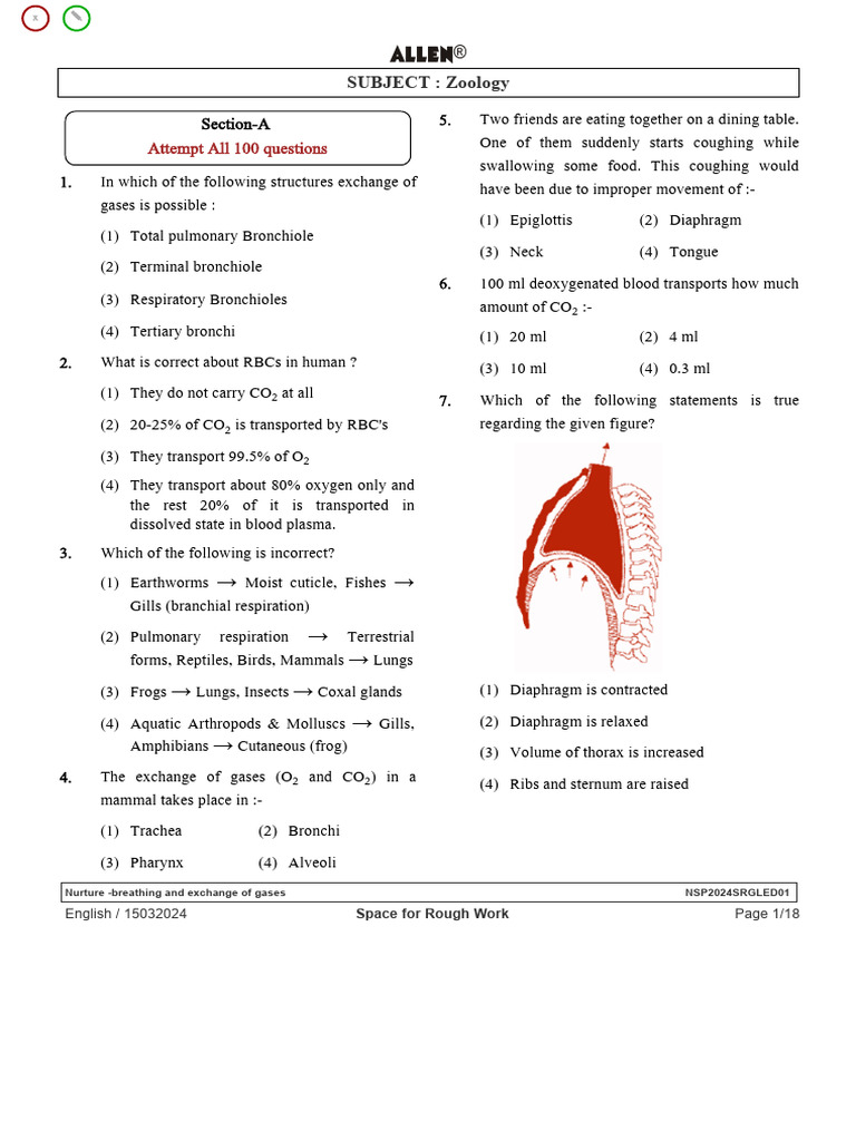 Breathing and Exchange of Gases | PDF | Respiratory System | Exhalation