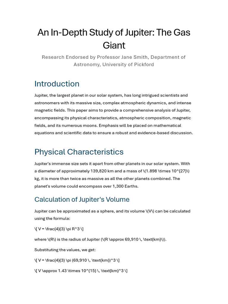 Study of Jupiter - The Gas Giant | PDF | Jupiter | Natural Satellite