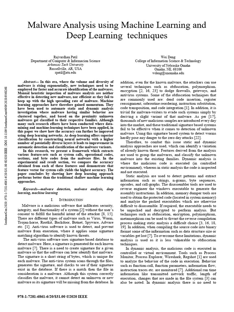 Malware Analysis Using Machine Learning and Deep Learning Techniques ...