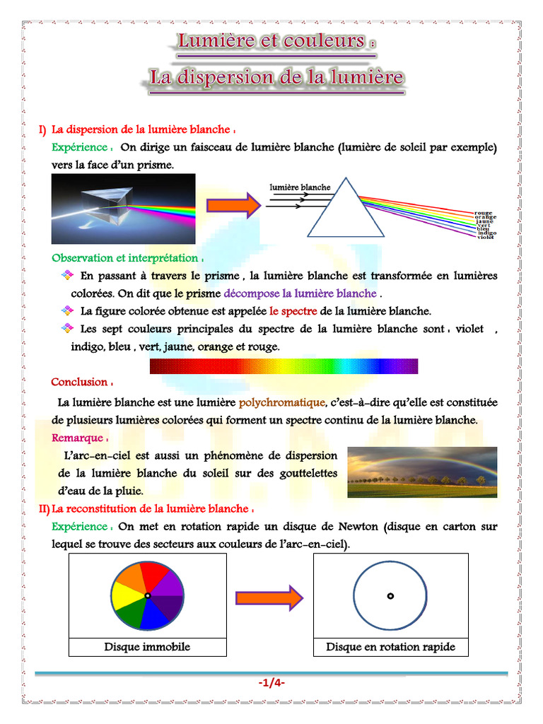 Lumière blanche et couleurs : expériences | PDF | Couleur | Rouge