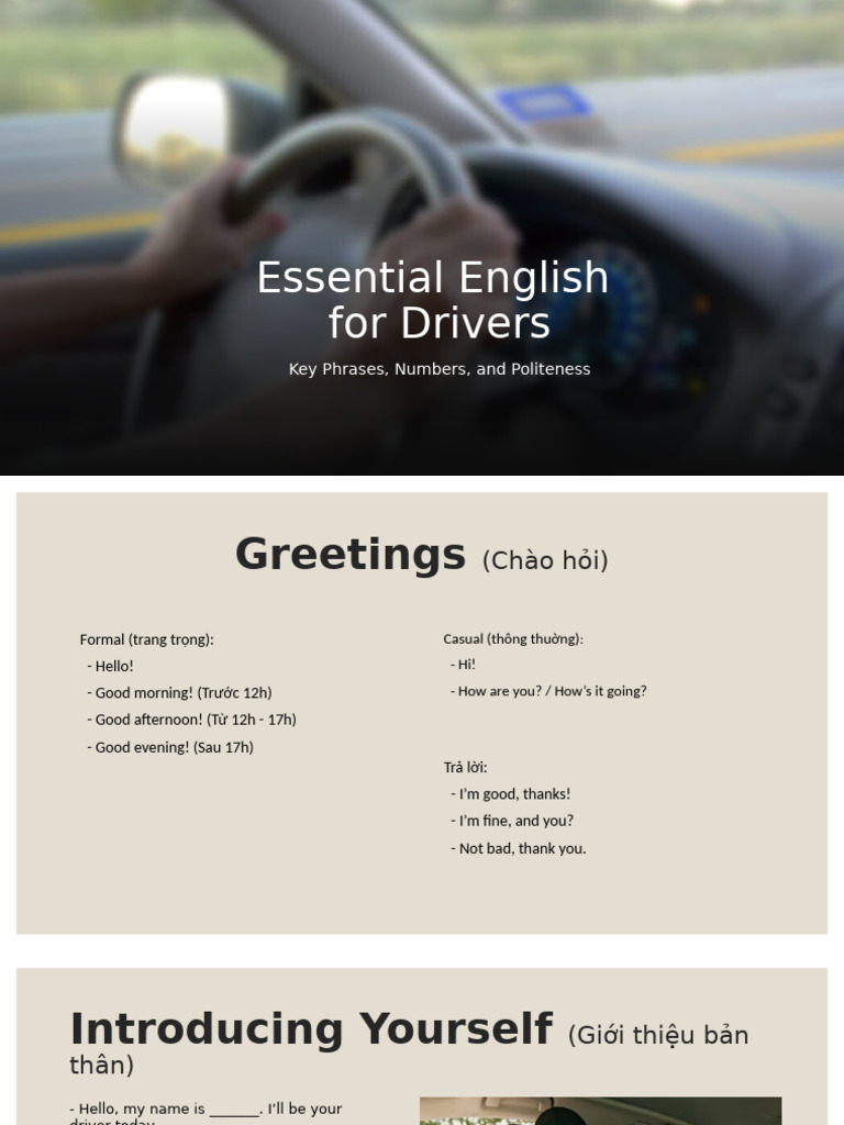 Essential English for Drivers: Key Phrases | PDF