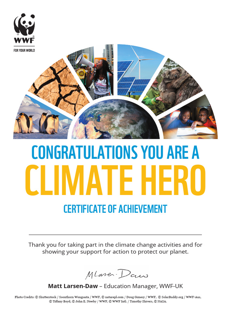 WWF Certificate Climate Change A4 | PDF