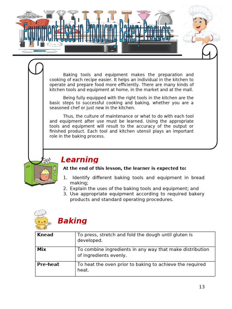Chapter 2 Edited Equipments Used in Producing Bakery Products | PDF | Baking | Cakes