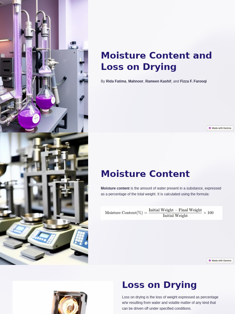 Moisture Content vs. Loss on Drying | PDF | Titration | Chemistry