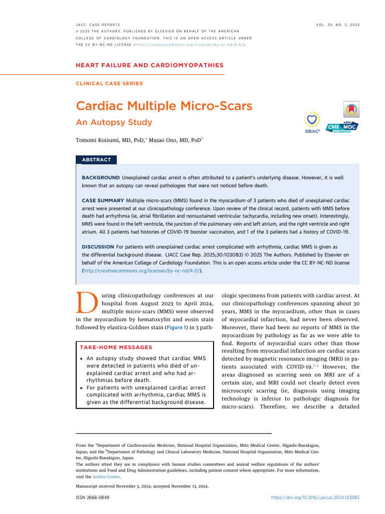 Autopsy Study of Cardiac Micro-Scars | PDF | Heart | Ventricle (Heart)