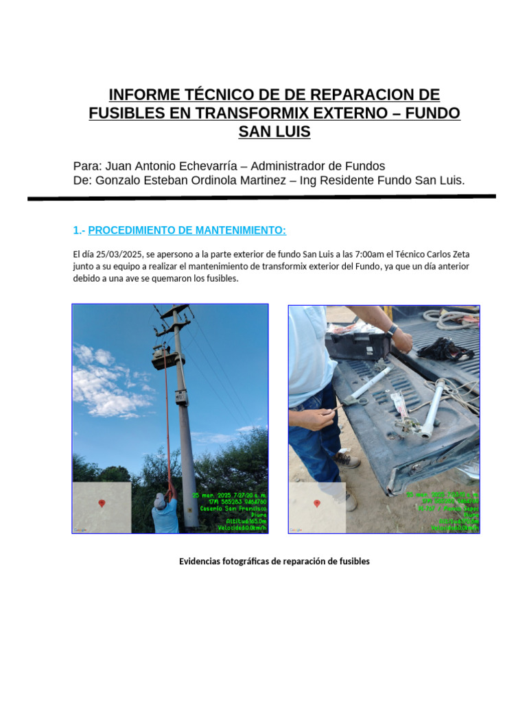 Informe Tecnico de Mtto de Transformix | PDF