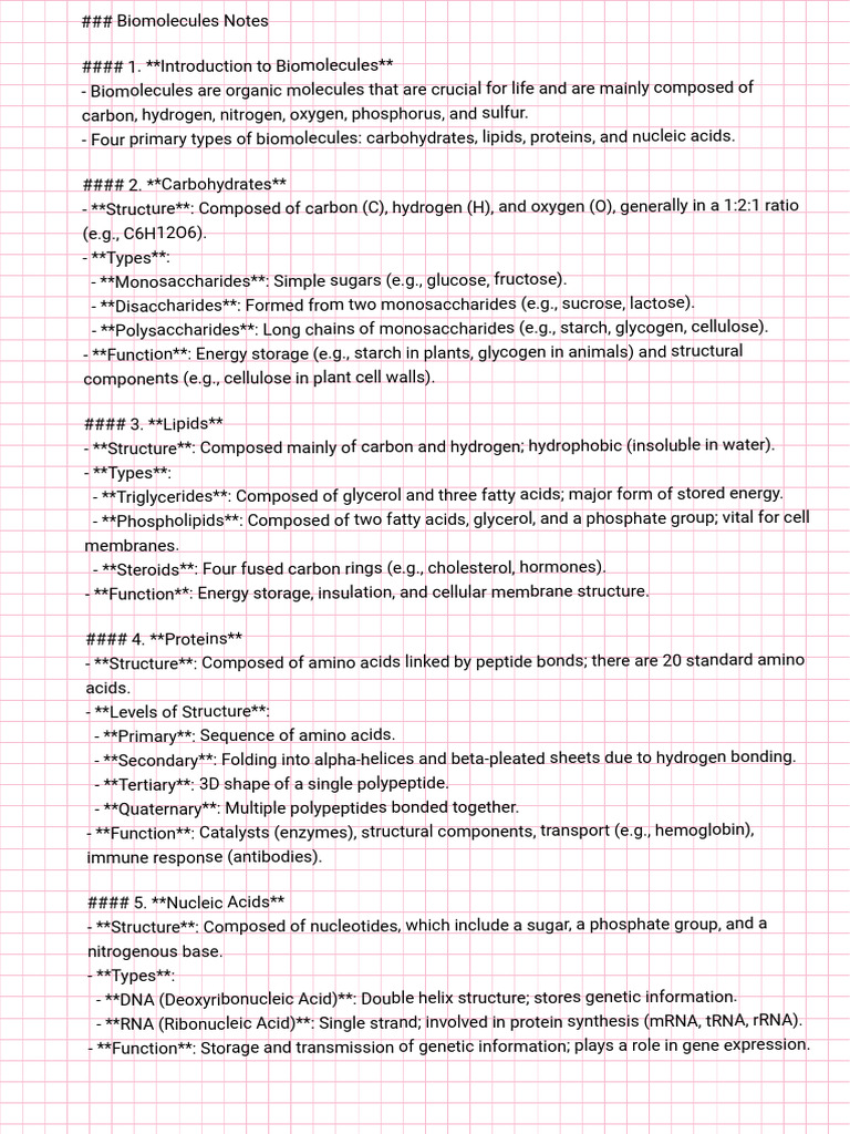 Biomolecule Notes | PDF
