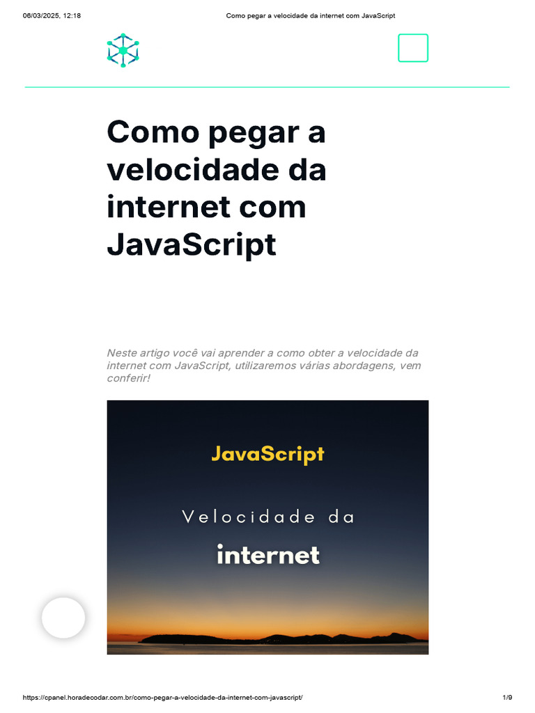 Como Pegar A Velocidade Da Internet Com JavaScript | PDF | Script Java | Internet