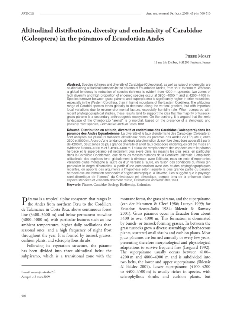 Altitudinal Distribution Diversity and e | PDF | Earth Sciences | Ecology