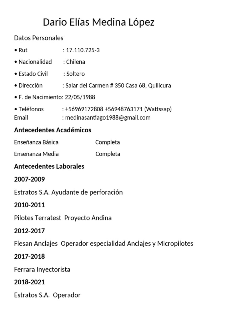 Curriculum Dario | PDF