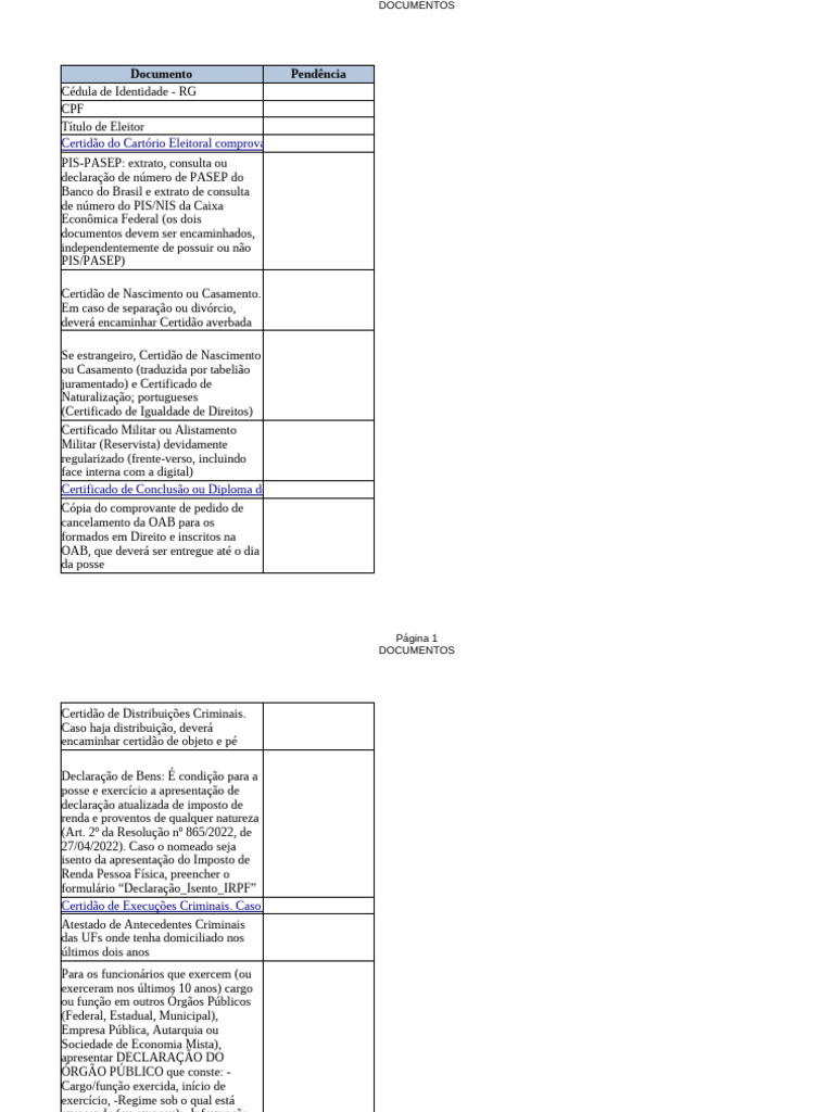 Documentos e Exames para Posse - TJSPSEREI | PDF