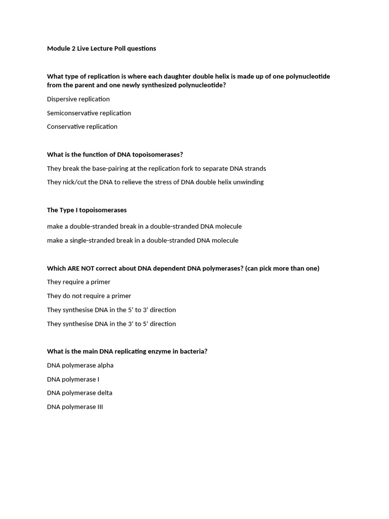 2023 Module 2 Practice MCQs | PDF | Dna Replication | Dna