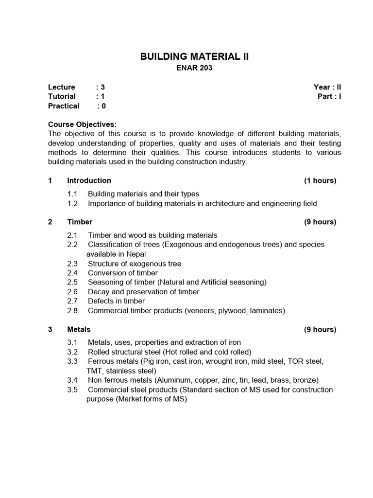 Ar 203 Building Material Ii | PDF | Lumber | Plaster