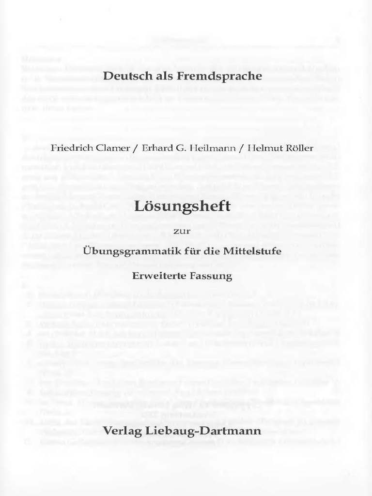Übungsgrammatik Für Die Mittelstufe Lösungsheft - Compressed | PDF