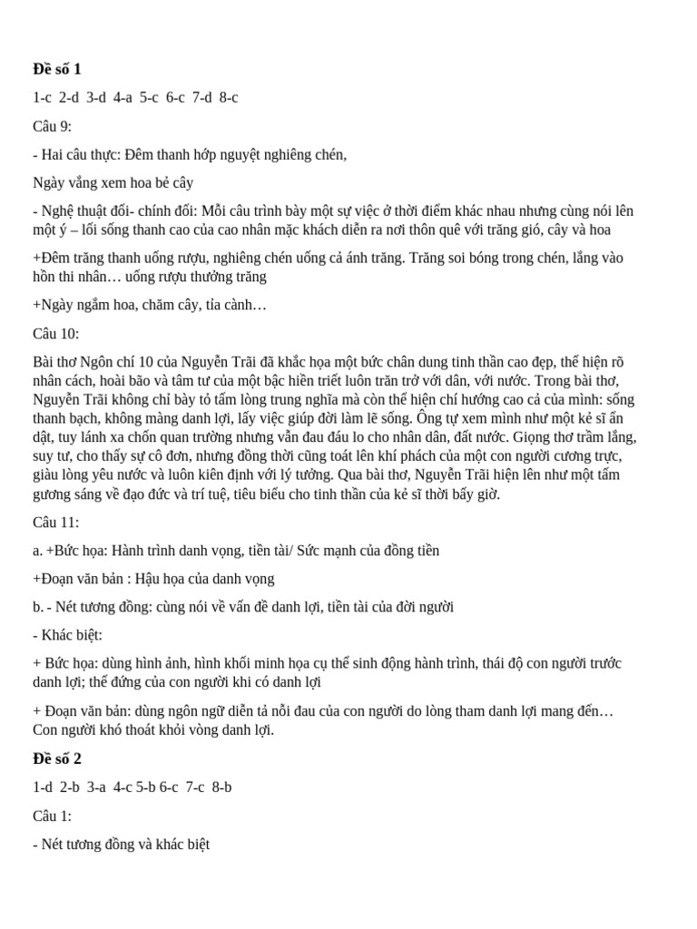 Bài Làm Môn NG Văn 10 GK 2 | PDF