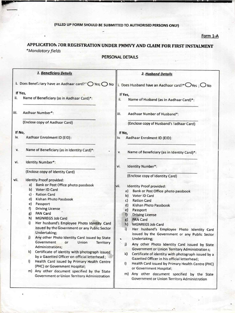 Pmmvy Form | PDF