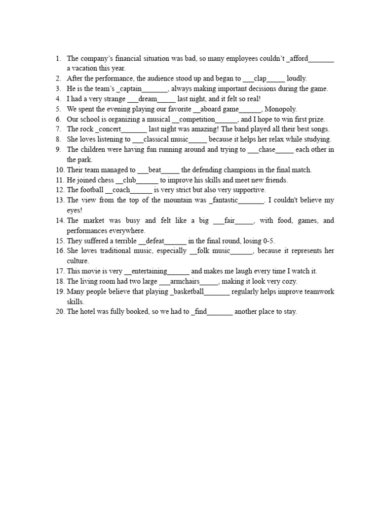 Vocabulary Exercises and Activities | PDF