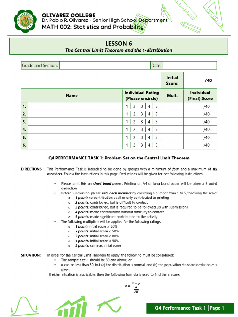 2425 MATH 002 Q4 Performance Task 1 | PDF | Standard Deviation ...
