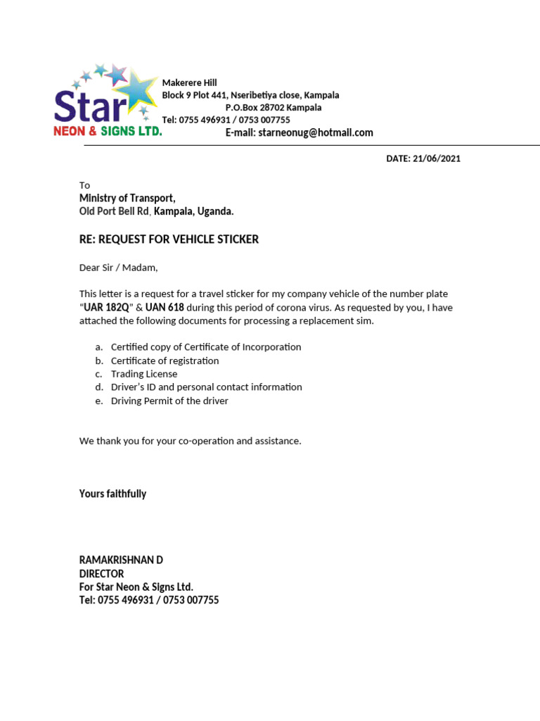 Car Sticker Letter (AutoRecovered) | PDF