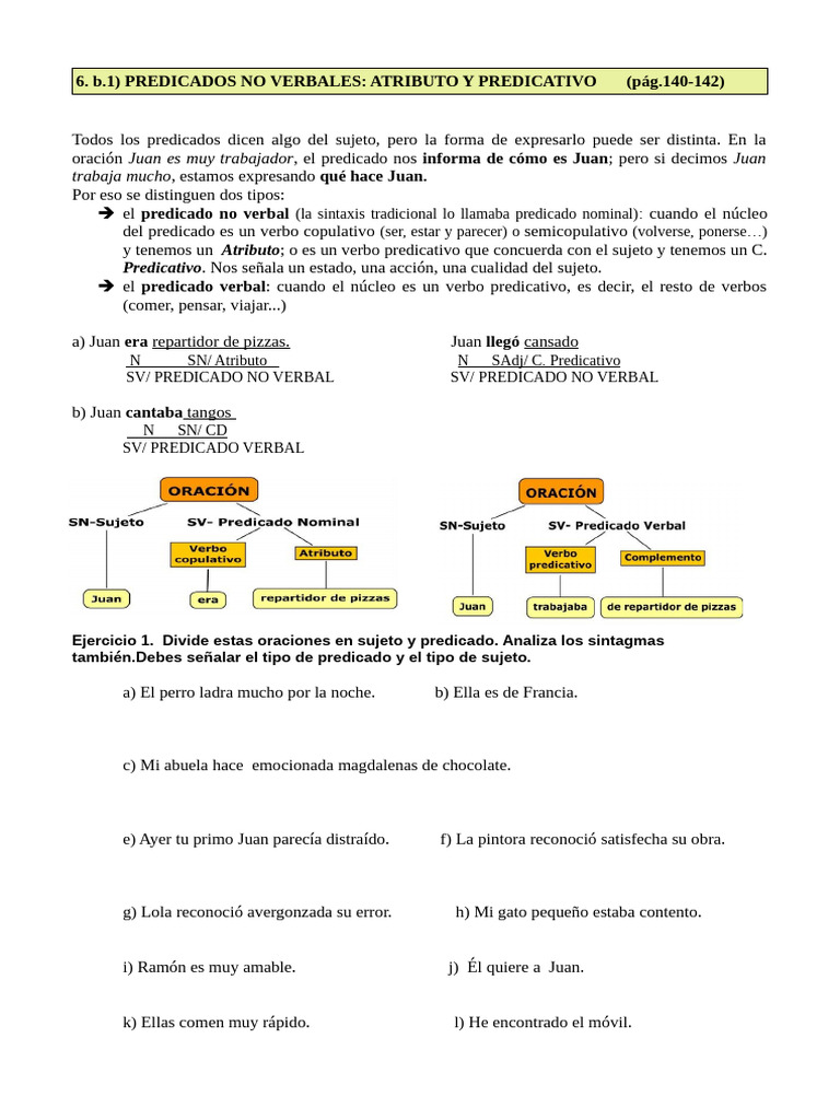 Predicados No Verbales: Ejemplos y Análisis | PDF