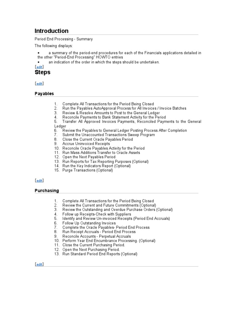 11i Period End Processing Steps PDF Receipt Accrual