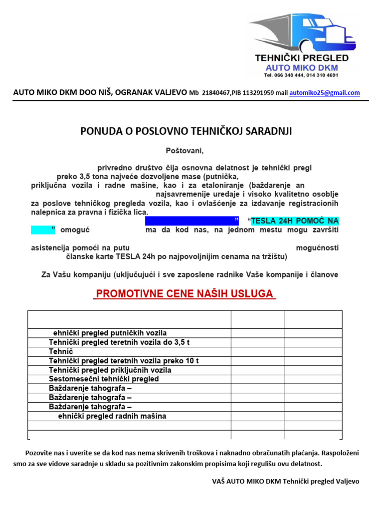 Ponuda Auto Miko DKM | PDF