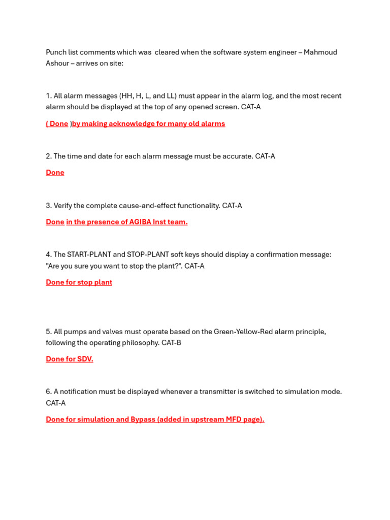 Milestone of All Cleared Items During Site Visit of SINAMIX Engineer | PDF | Telecommunications ...