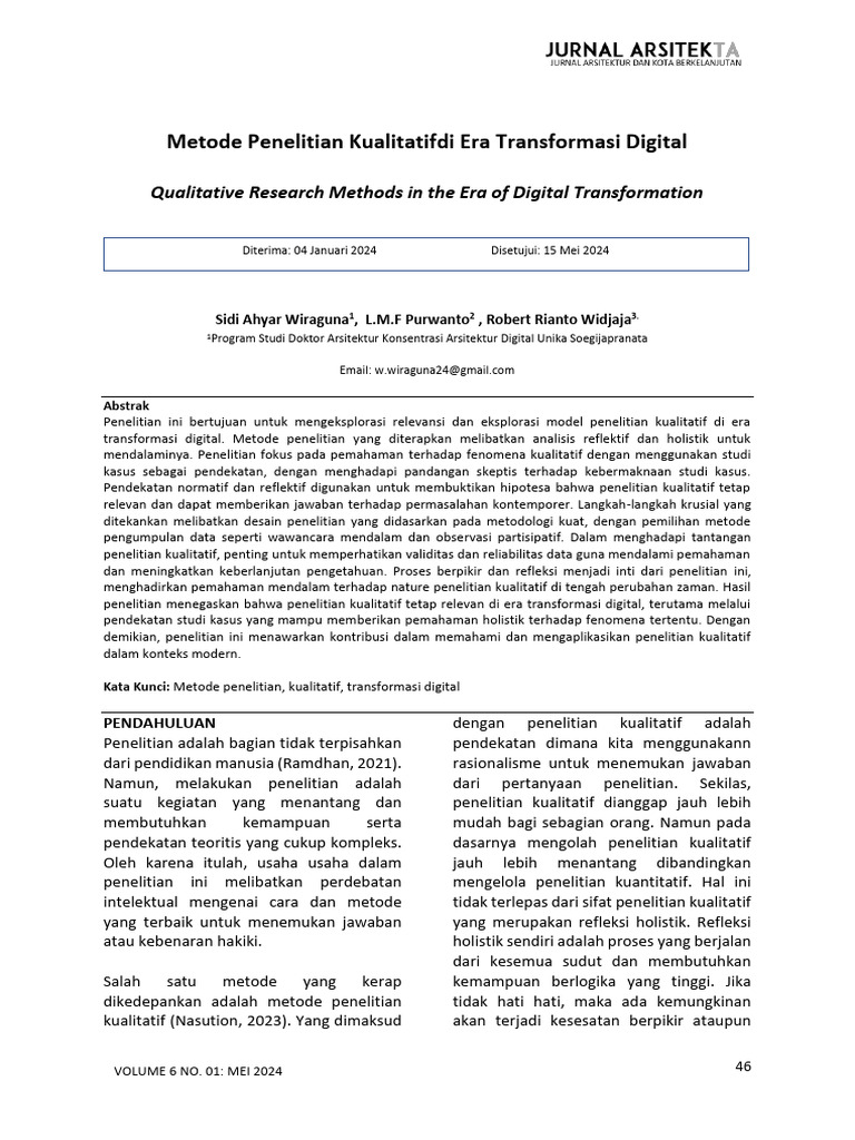 Jurnal Metopen Metode Kualitatif Diera Digital | PDF