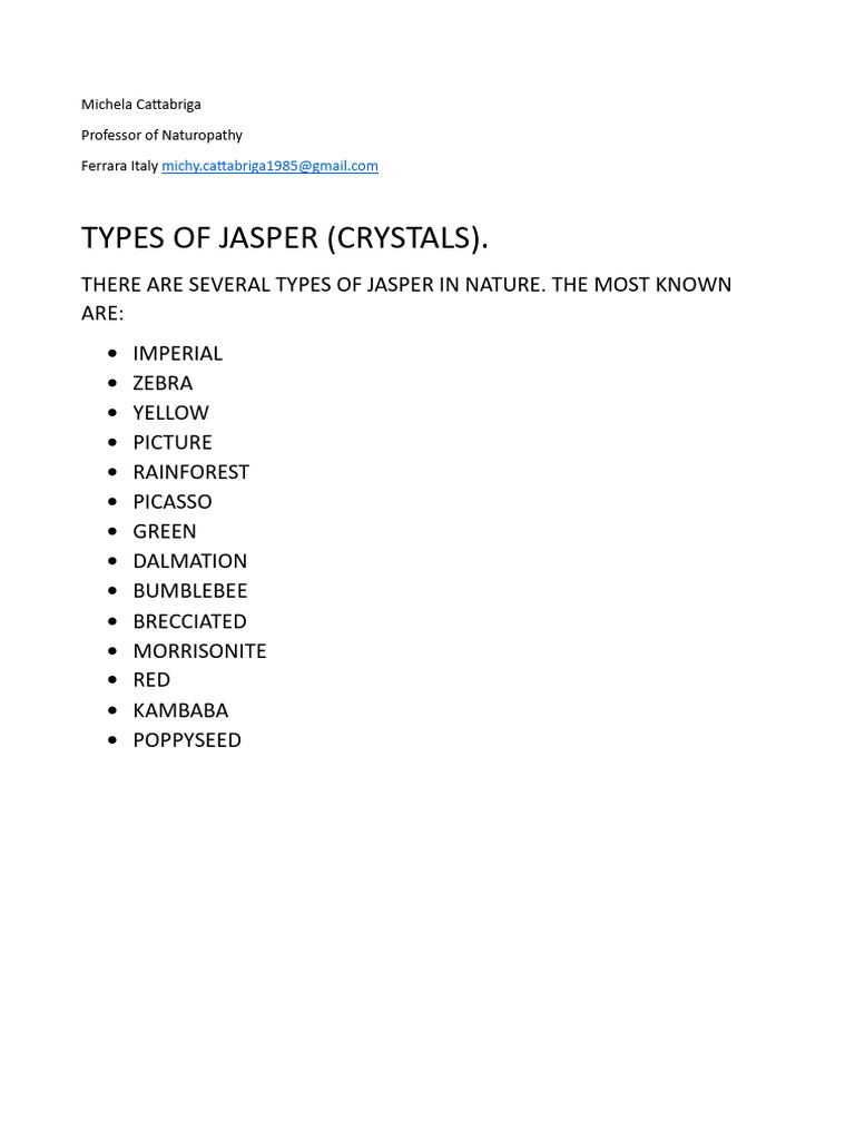 Types of Jasper Crystals Explained | PDF