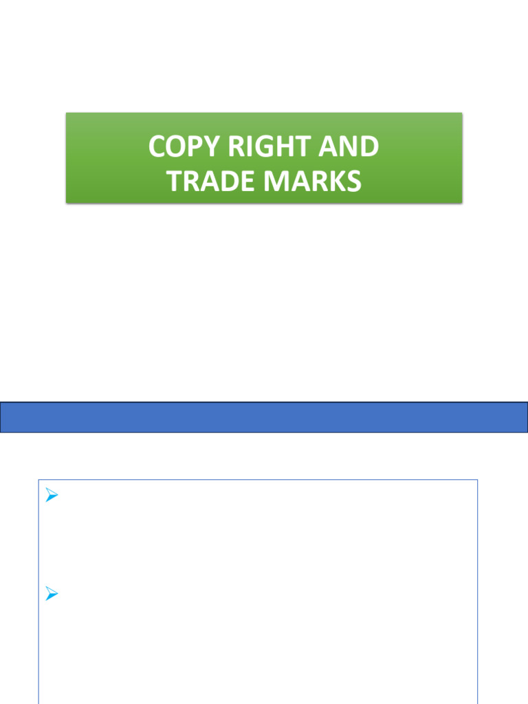 UNIT-5-COPY RIGHT TRADE MARKs | PDF | Copyright | Trademark
