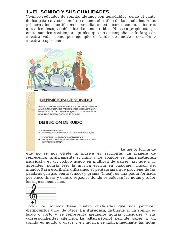 Las Cualidades Del Sonido | PDF | Sonido | Composiciones Musicales