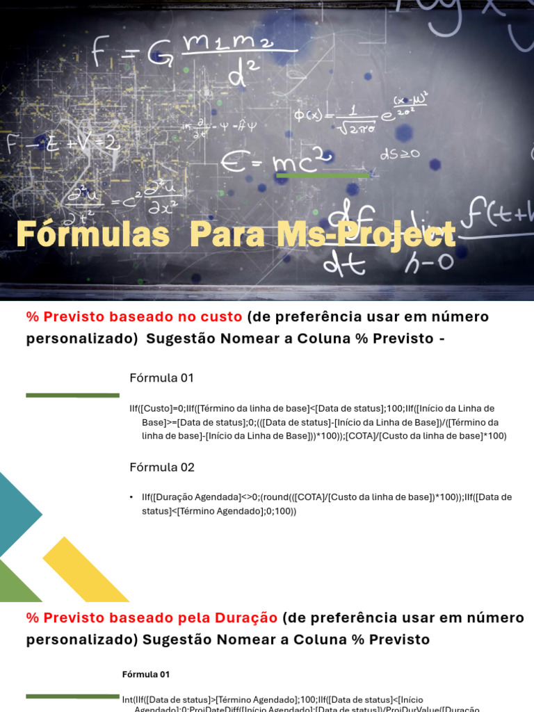 Fórmulas para Ms-Project | PDF
