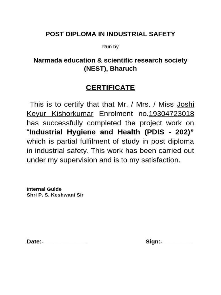 Pdis 102 Certificate | PDF