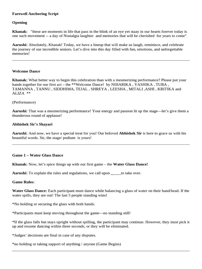 Farewell Anchoring Script | PDF