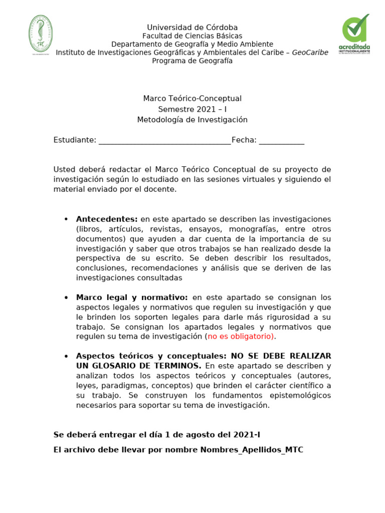 Marco Teórico Conceptual (Taller N°2 C3) | PDF